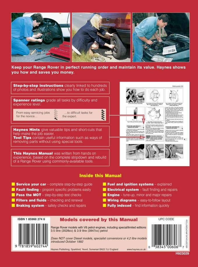 Range Rover V8 Petrol (70 - Oct 92) Haynes Repair Manual – Haynes ...