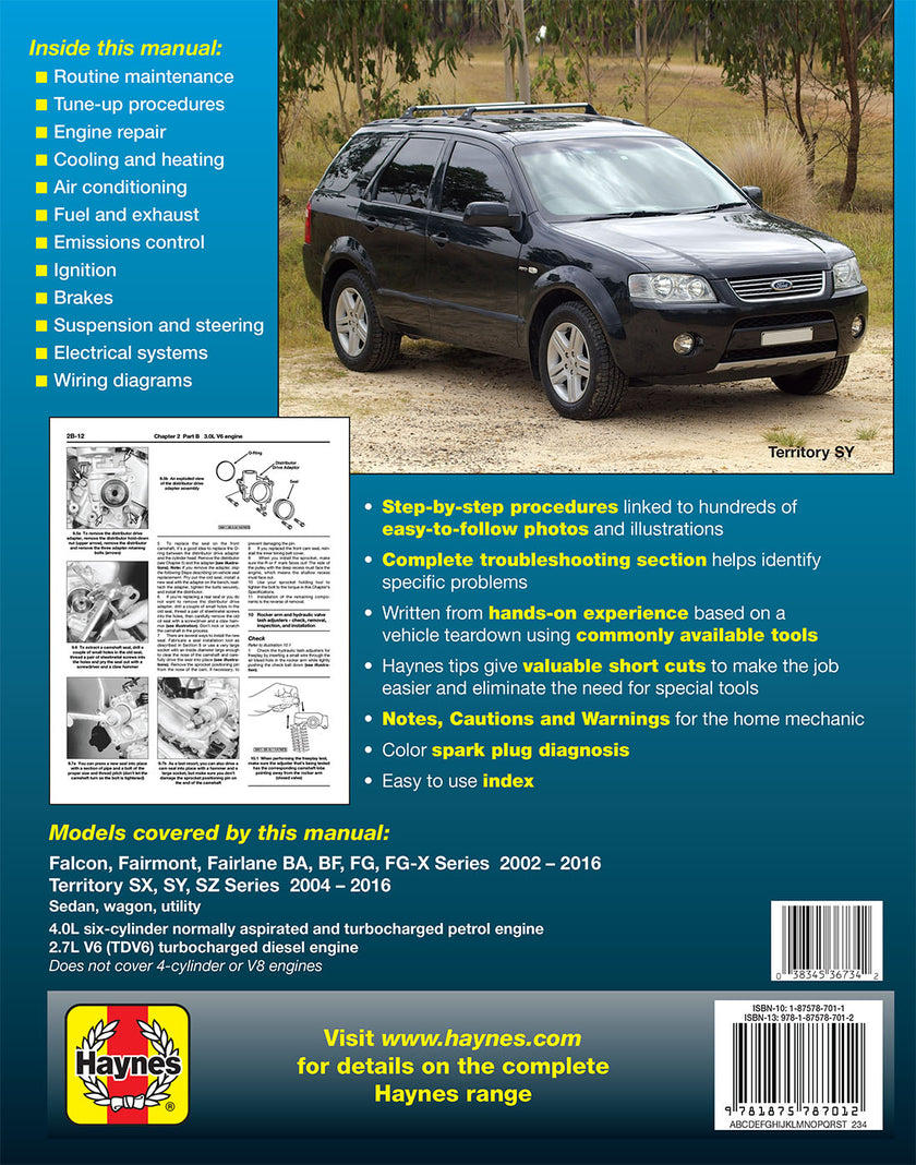 Ford Falcon (2002-2016) and Territory (2004-2016) Haynes Repair Manual ...