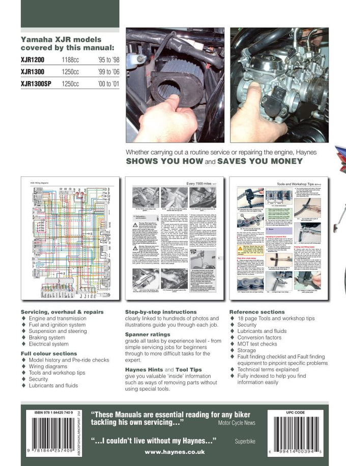 Yamaha XJR1200 & XJR1300 (95 - 06) Haynes Repair Manual – Haynes Manuals